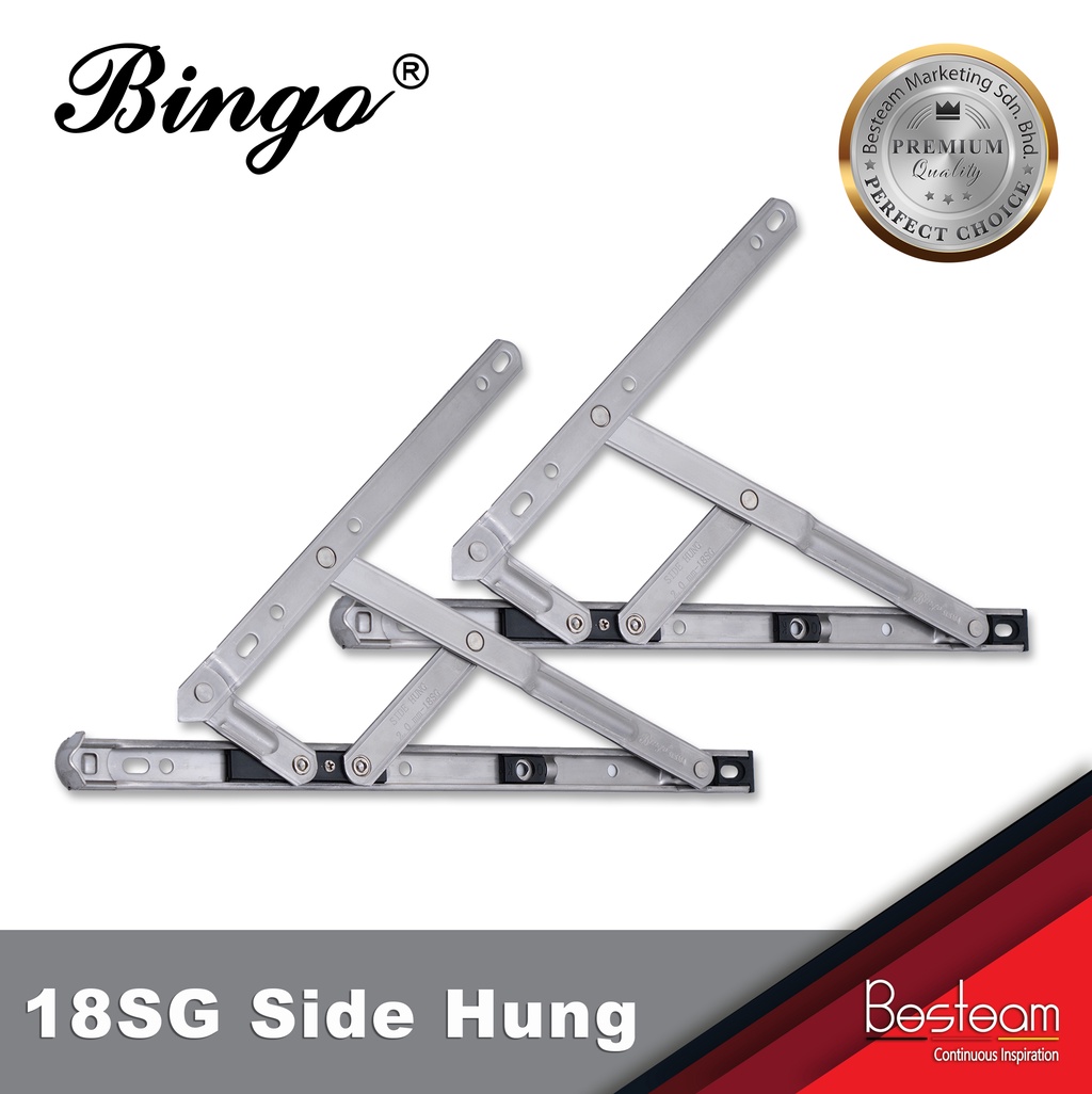 BINGO 18SG Side Hung Square Groove Friction Stay SUS304 (Pair) | Shopee ...