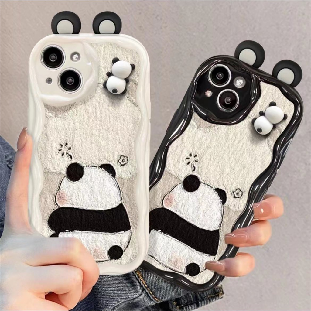 For Honor 90 Lite Cartoon Cute 3D Doll Oil Paint Panda Couples Case 3D ...