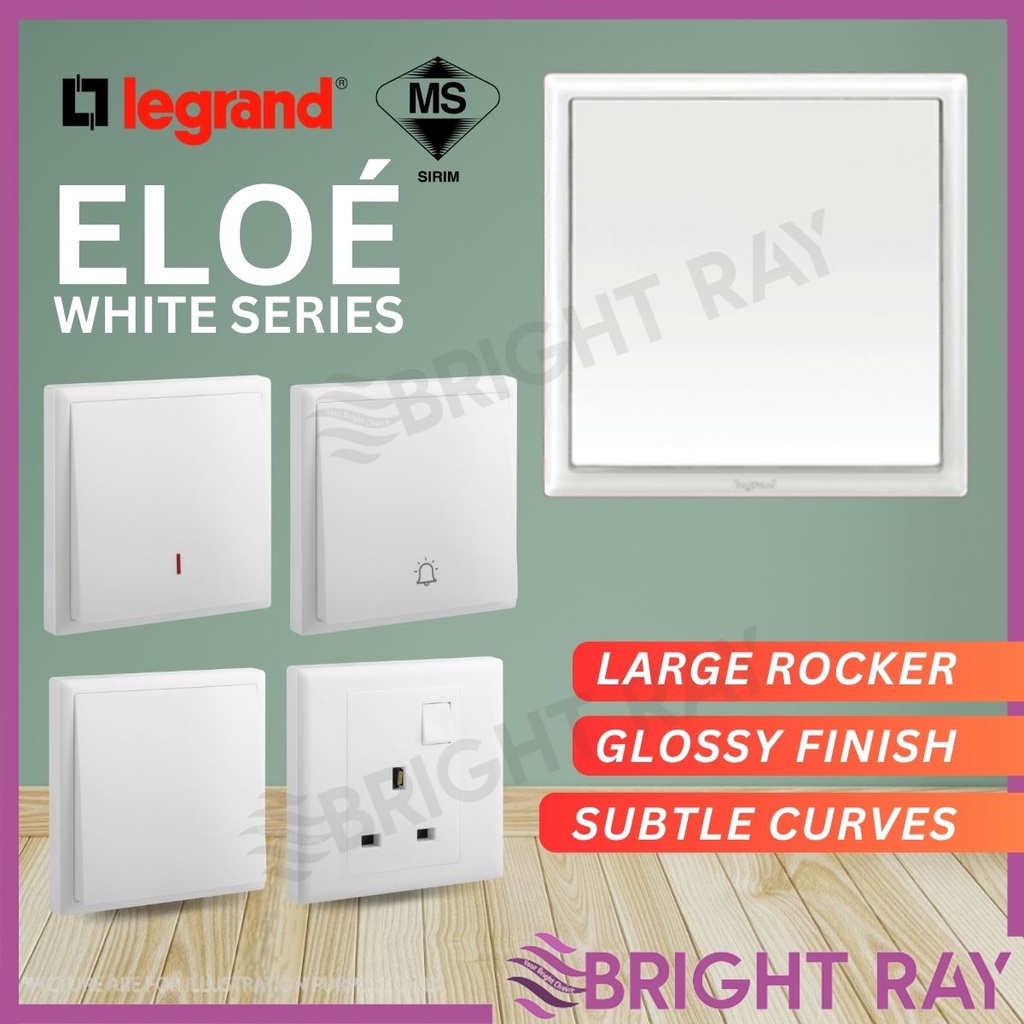 LEGRAND ELOE White Series Switch Socket Big Rocker Glossy Finish Suis ...