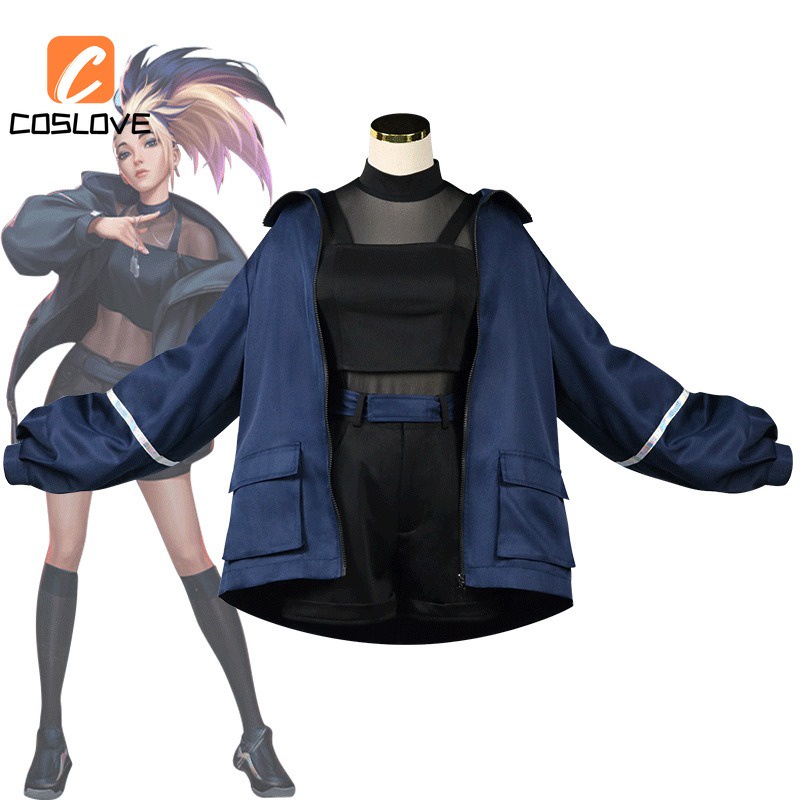 Anime Game League of Legends KDA Akali Cosplay Full Set Costume Stage ...