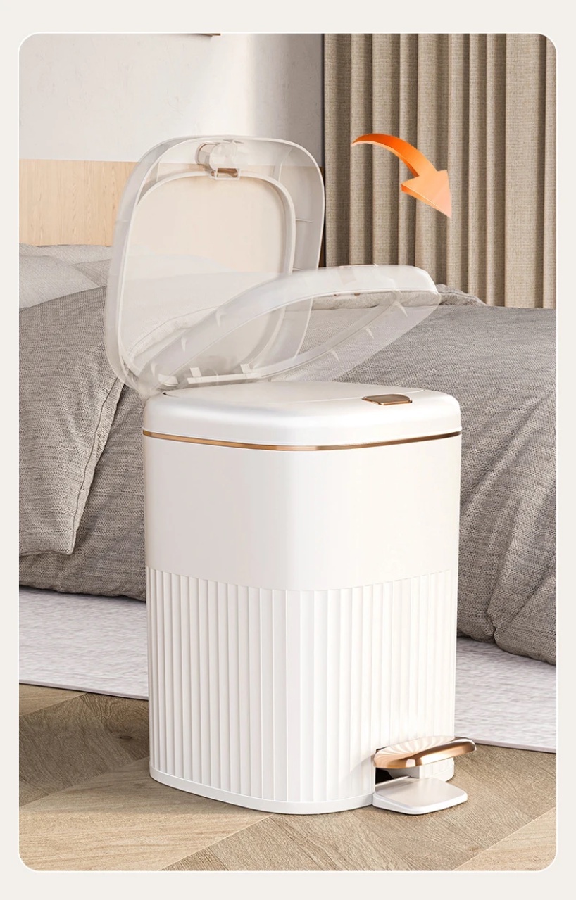 🏠 8L-15L Light Luxury Trash Can with Pedal Lid Nordic Style Large ...
