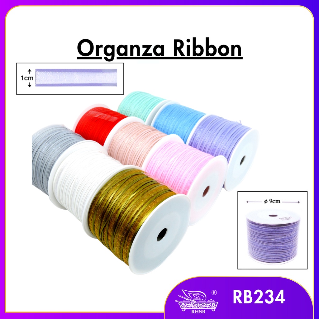 100METER X 1CM LEBAR RIBBON ORGANZA / REBEN BUNGA / RIBBON ROLL ...