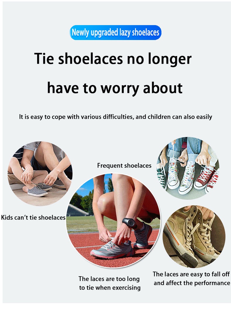 No Tie Shoe Laces Suitable for All Shoes Round Spring Lock Elastic ...
