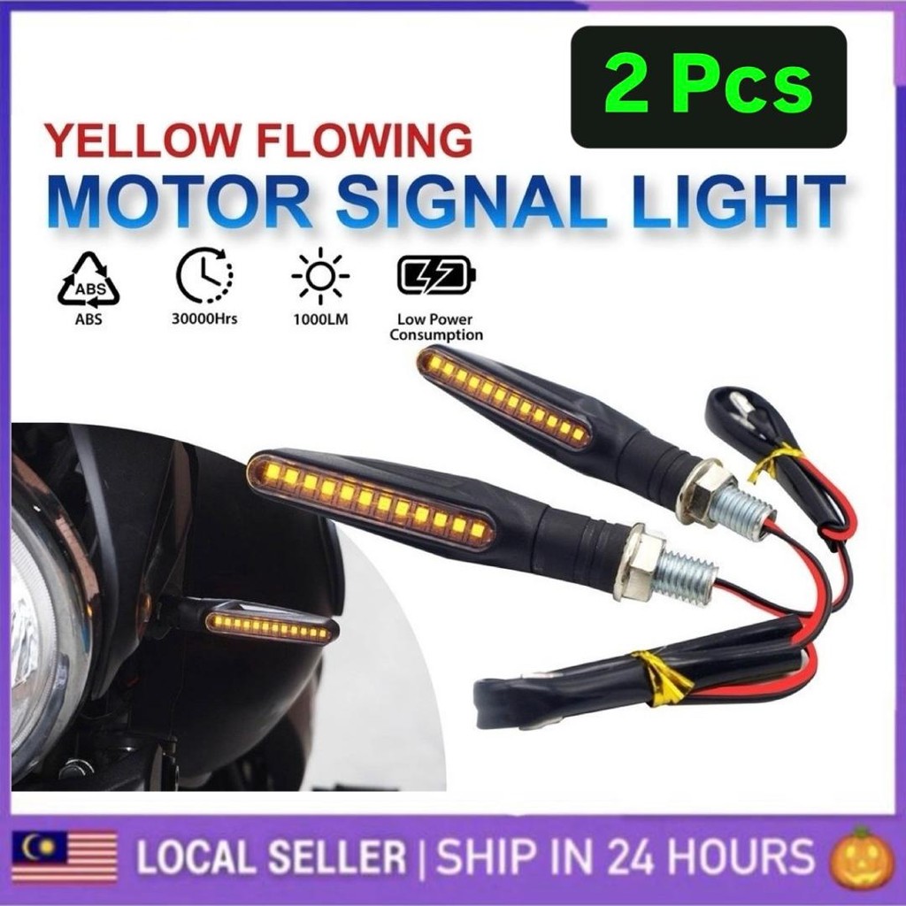 2pcs Motorcycle Turn Signals Light LED Tail Flasher Flowing Water ...