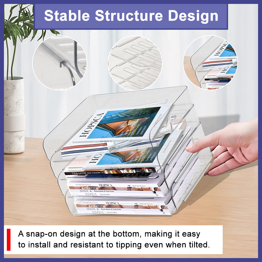 Borong365 Stackable Transparent Document Rack File Document Letter ...