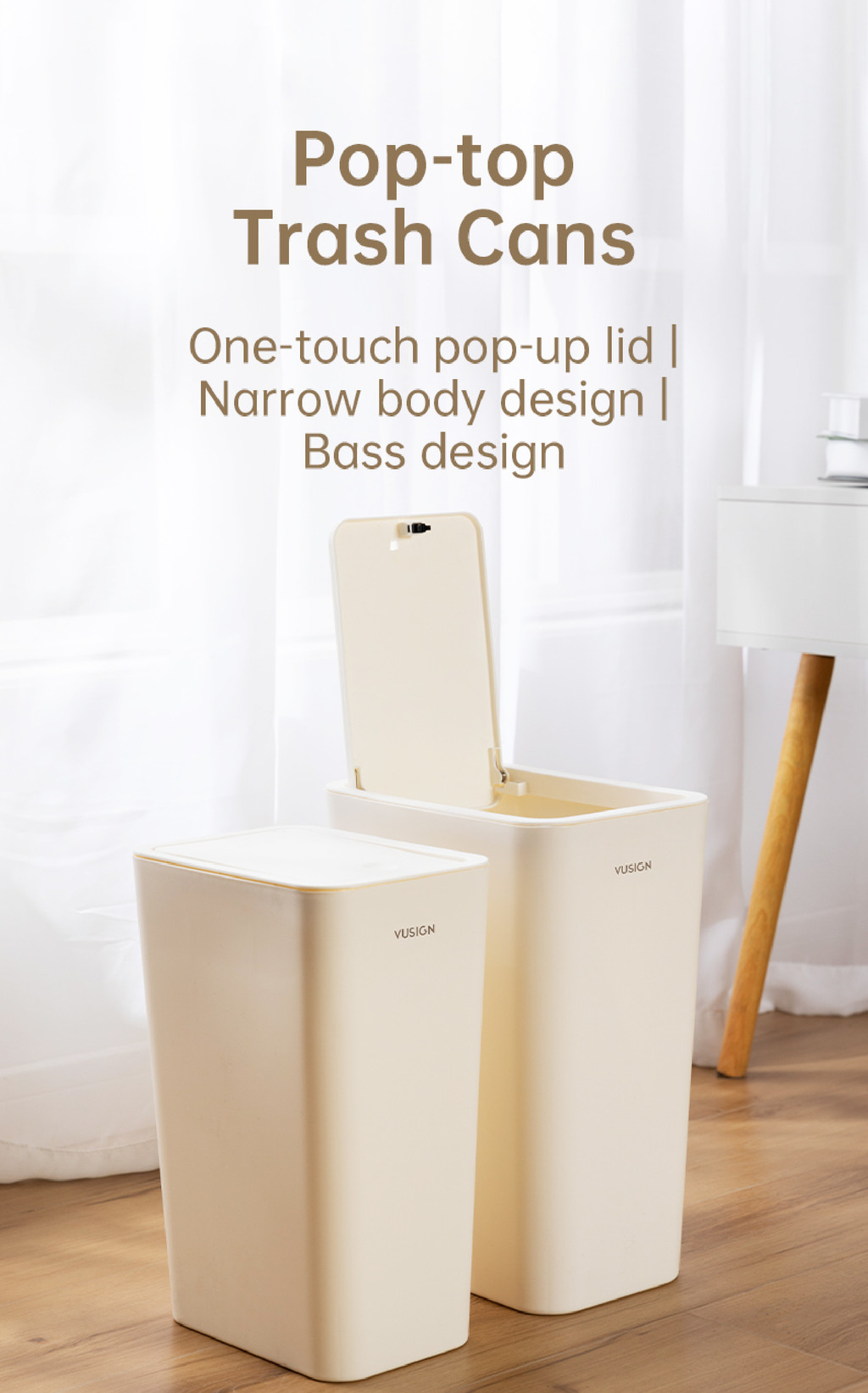 Deli Vusign Nordic Trash Can With Press-Type Cover Rubbish Bin Dustbin ...