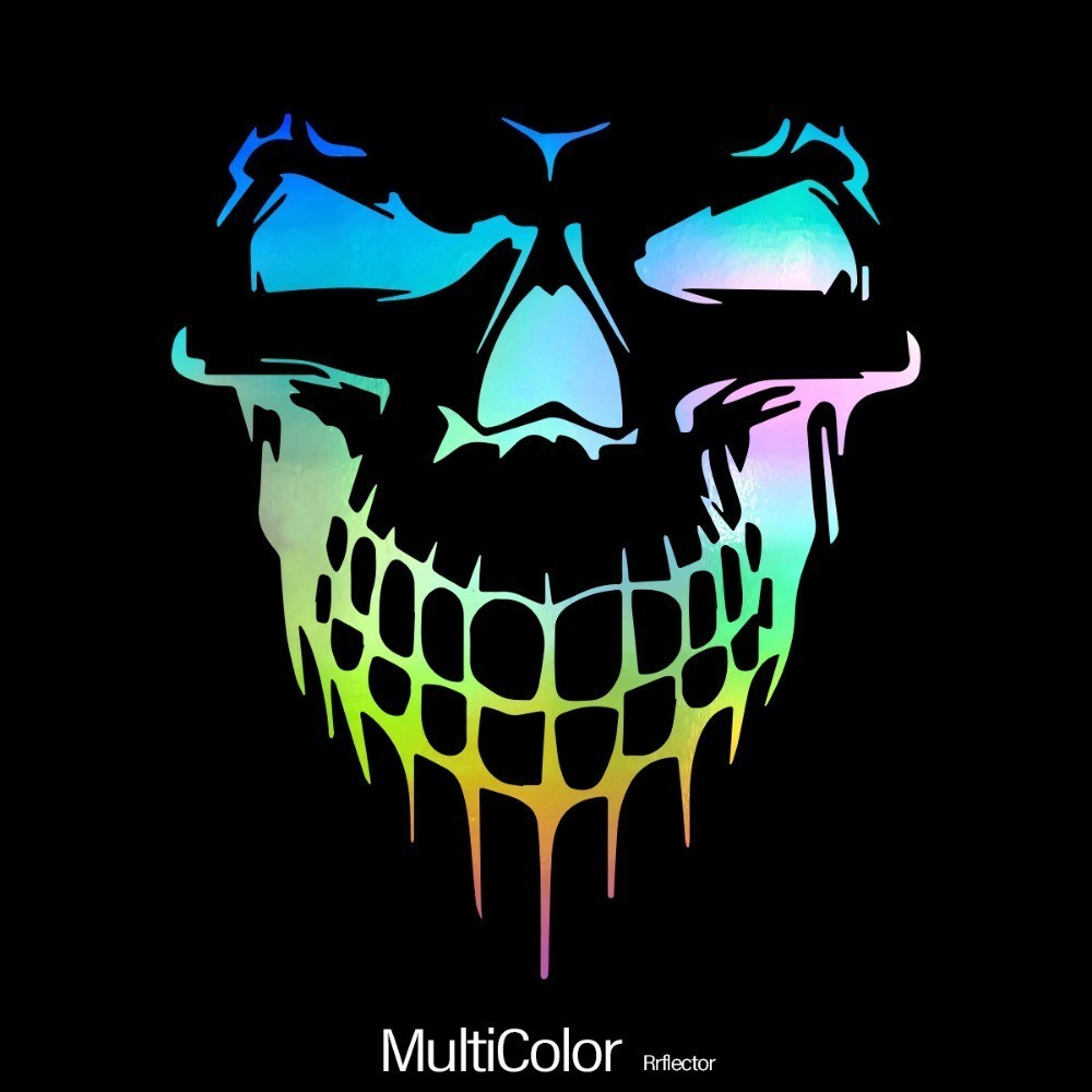 Skull Car Sticker Vinyl Water Proof Reflective Car External Accessories ...