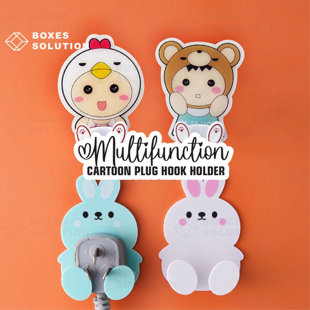 VBS READY STOCK #Cartoon Wall Hook Cable Hanger Plug Socket Holder Home ...