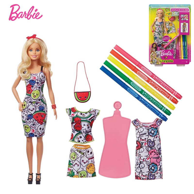 Barbie Crayola Color-In Fashions Barbie Doll 12-inch DIY Graffiti ...