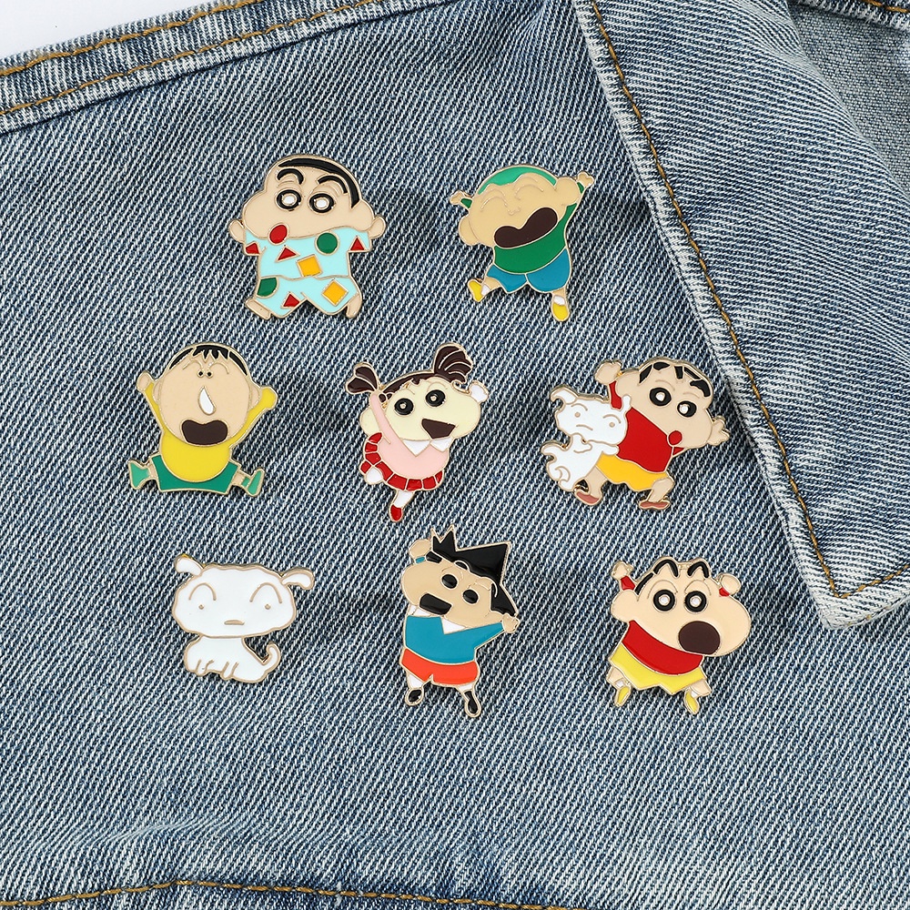 Crayon Metal Shin-chan Badge Set Assorted Cartoon Character Pins For ...