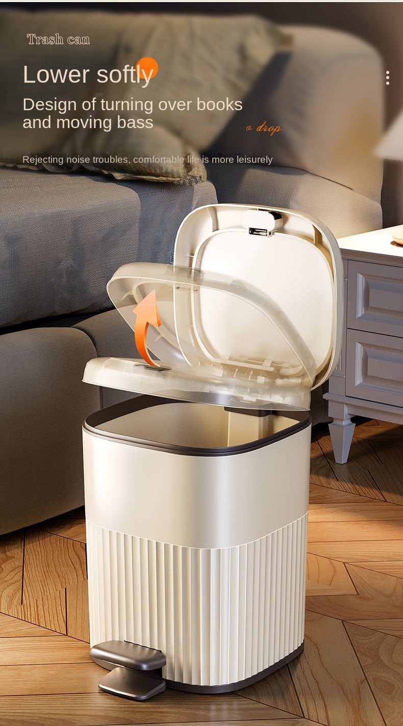 Nordic Style Large-Capacity Foot-operated Toilet Paper Basket Trash Can ...