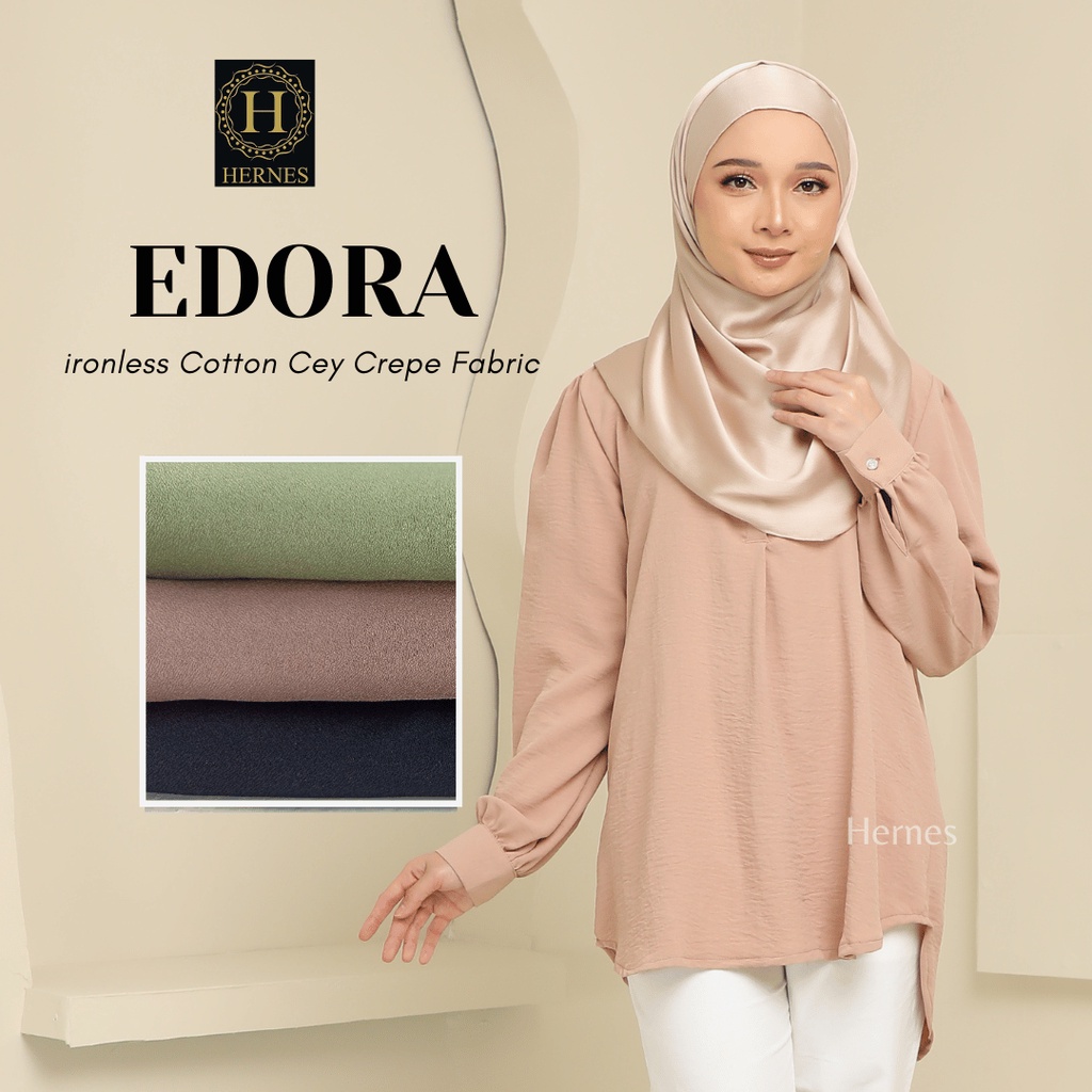 HERNES BLOUSE EDORA BLOUSE WOMEN COTTON POLYCREPE BLOUSE MURAH TSHIRT ...