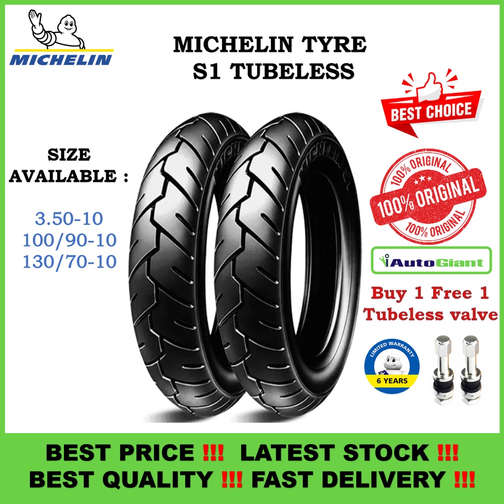 TAYAR MICHELIN SCOOTER S1 100/90-10 , 130/70-10 , 3.50-10 SCOOTER TYRE ...