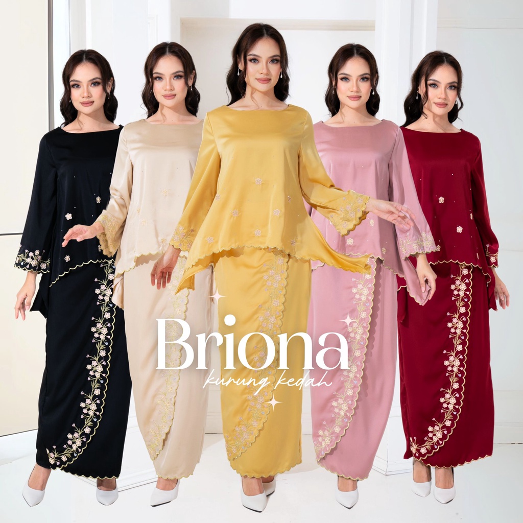 [NEESTYLE] BRIONA • Baju Raya 2024 Baju Kurung Kedah Satin Silk Sulam ...