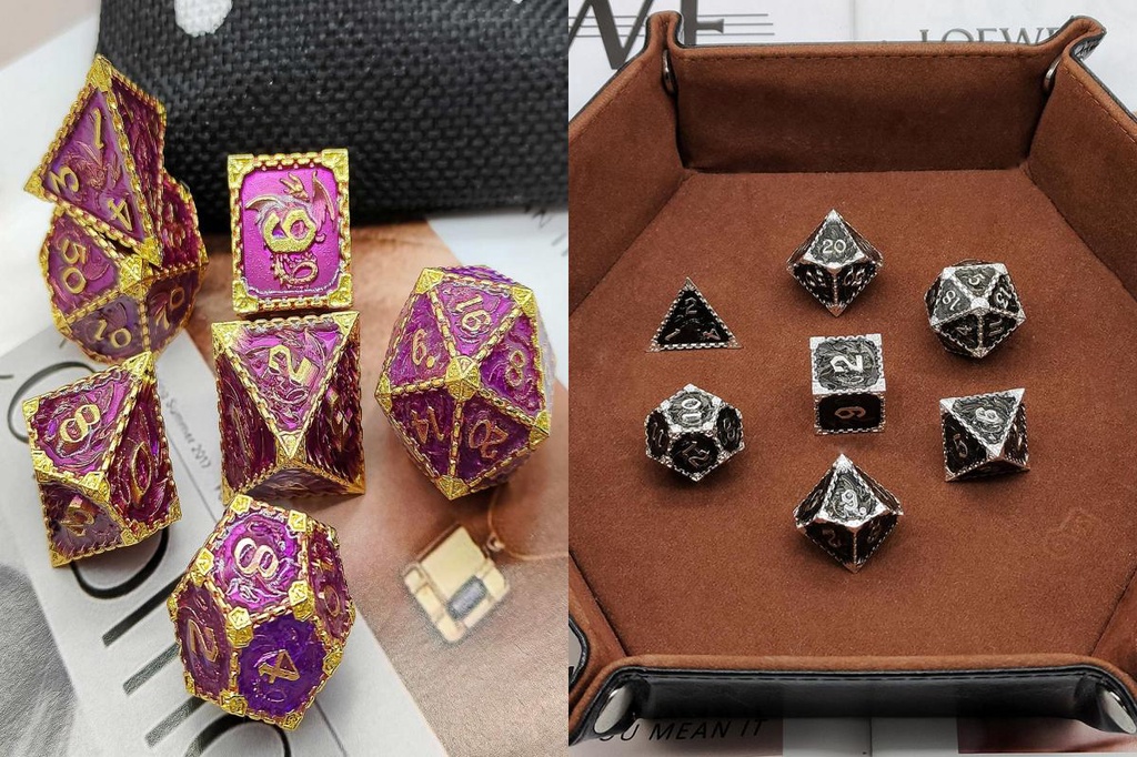 ccooamani| Rpg Dice Set Polished Stainless Steel Polyhedral Dice Set ...