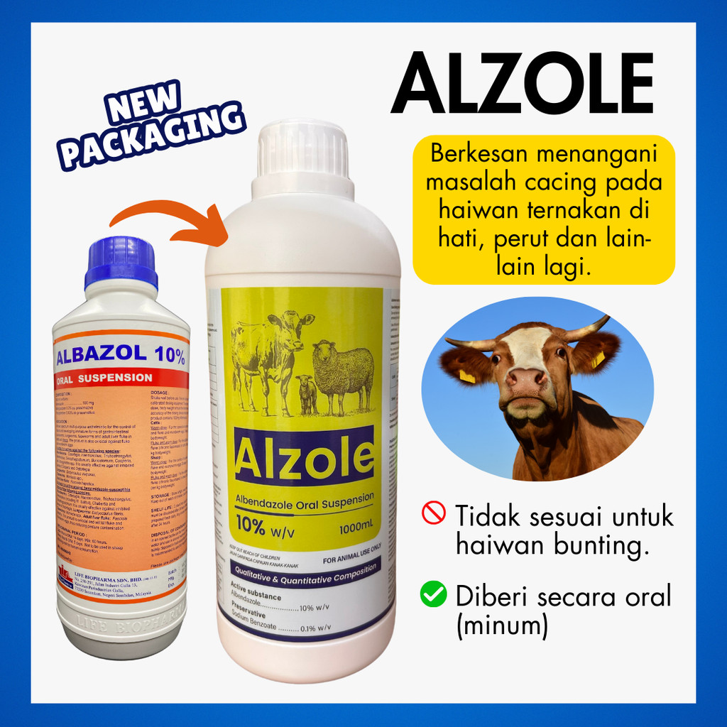 [1Liter] ALBAZOL ALZOLE | MASALAH CACING PERUT HAIWAN | LEMBU KAMBING ...