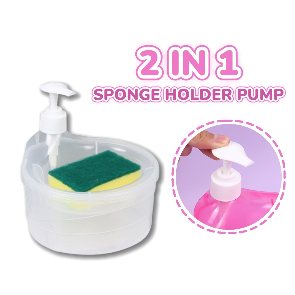 2 IN 1 Liquid Feeder Soap Box Srubber Holder Soap Dispenser Sponge ...