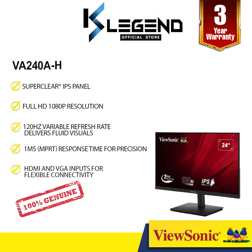 Viewsonic VA240A-H 23.8" 120Hz IPS Monitor (HDMI,VGA) | Shopee Malaysia