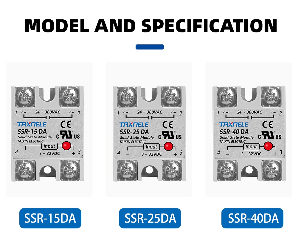 Single Phase Solid State Relay SSR-40DA SSR-25DA SSR-10DA DC To AC 3-32VDC Input 24-380VAC ...