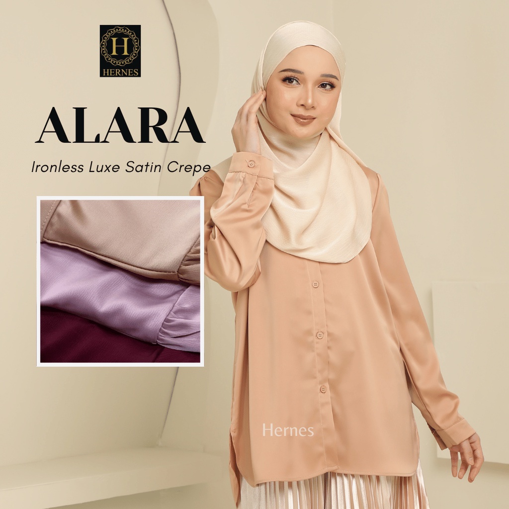 HERNES BLOUSE ALARA BLOUSE WOMEN LUXE SATIN BLOUSE MURAH TSHIRT ...