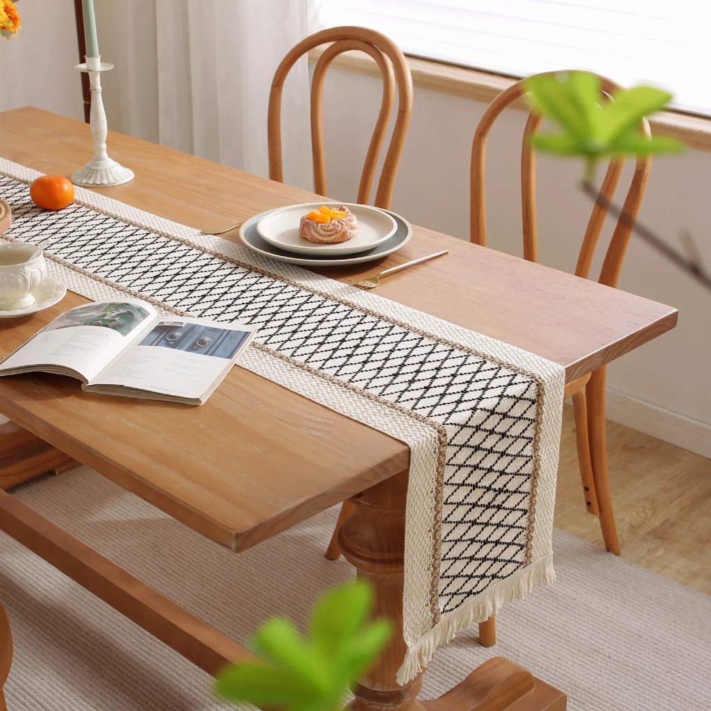 Romantika COTTON TABLE RUNNER Tassel 30*180CM Hand Woven Bohemian Style ...