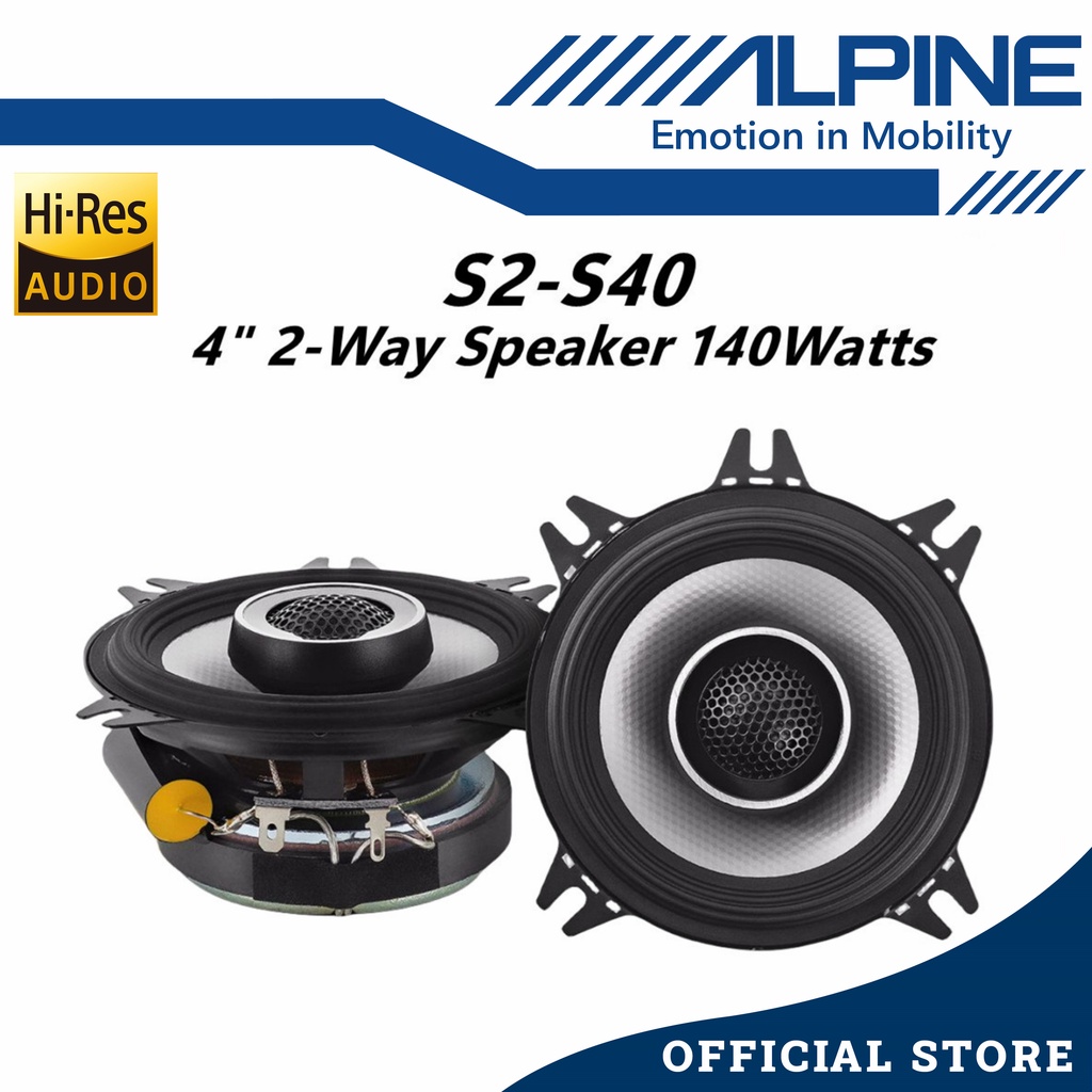 Alpine S-Series Hi-Res 2 Way Coaxial Car Speaker (140W/4") S2-S40 | Shopee Malaysia