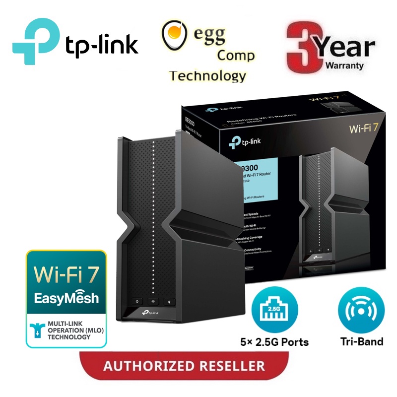 TP-LINK ARCHER BE550 WIFI 7 BE9300 TRI-BAND 5X 2.5G PORTS ROUTER WITH ...