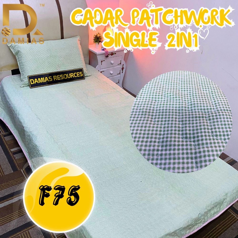Cadar Patchwork Bunga dan Abstrak Modern Set 2IN1 Single Size Alas ...