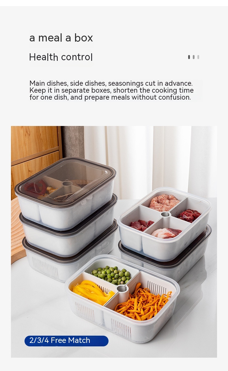 2/3/4 Grids Food Storage Box Kitchen Accessories Refrigerator Crisper ...