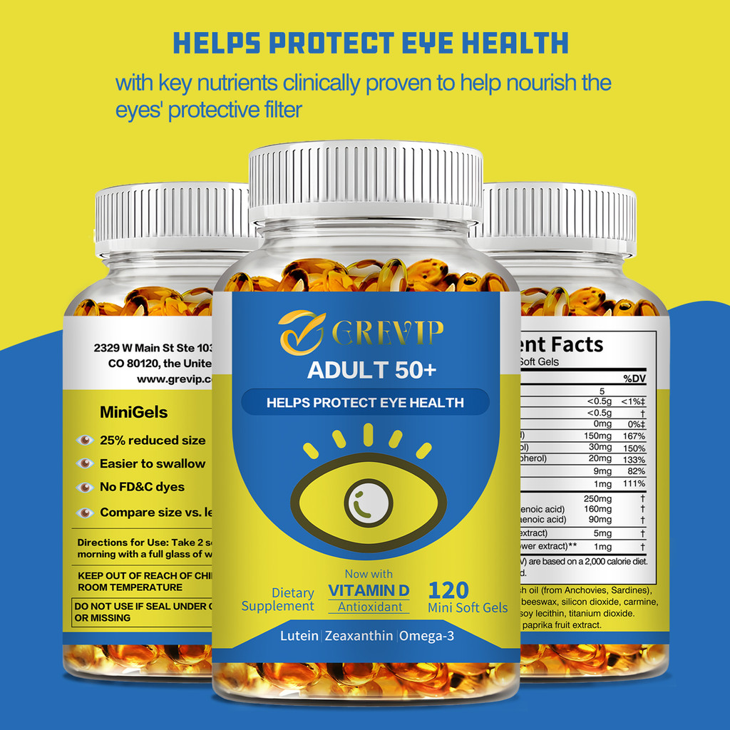 GREVIP Eye Vitamin & Mineral Supplement, Contains Zinc, Vitamins C, E ...