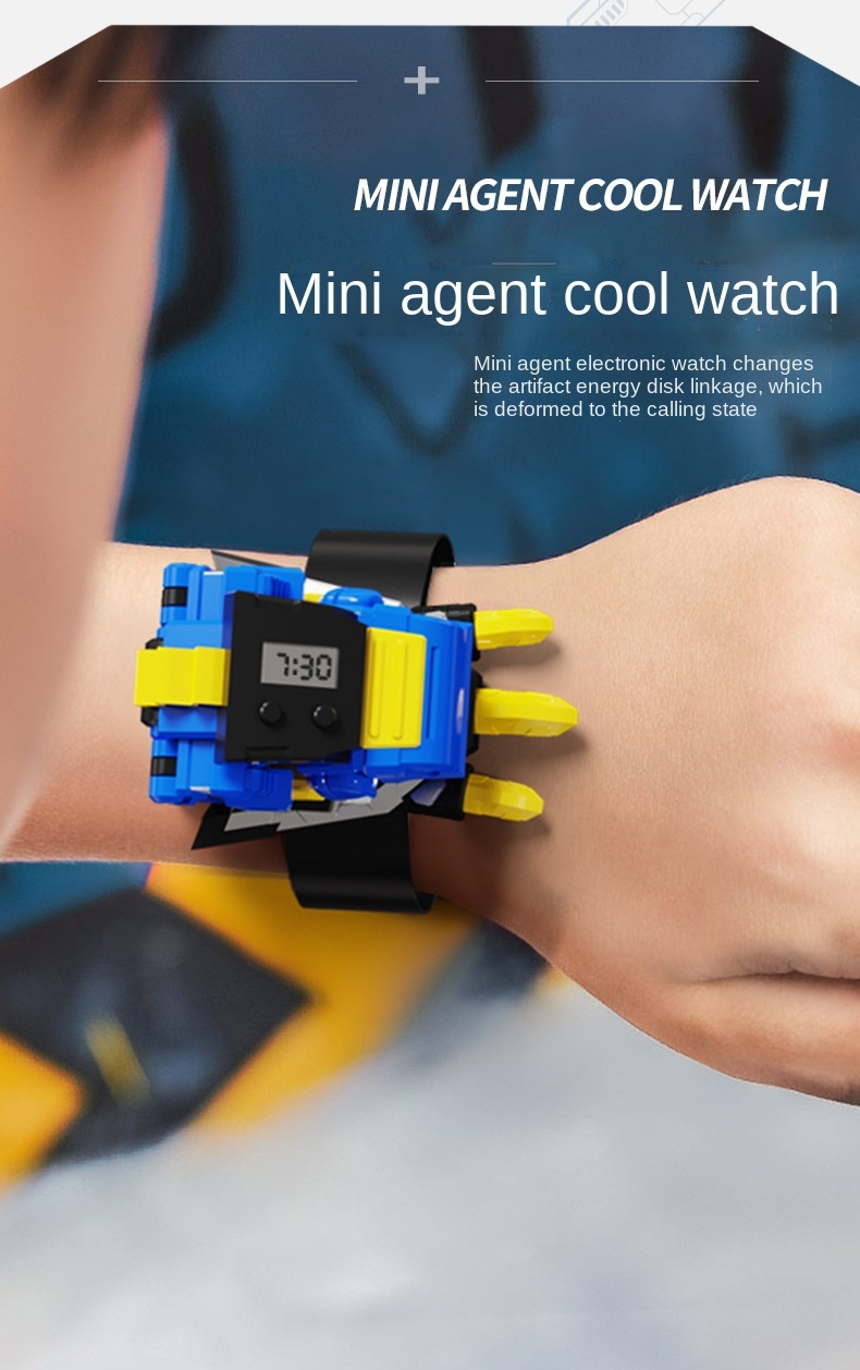 Mini secret service watch toy boy mecha deformation robot super ...