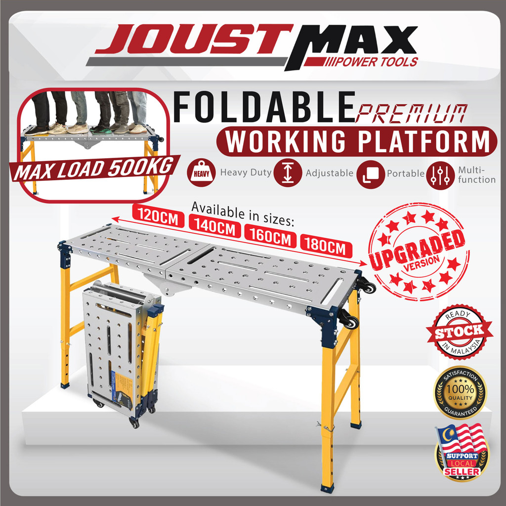 PREMIUM Working Platform Foldable 4 Casters Stool Work Bench Folding ...