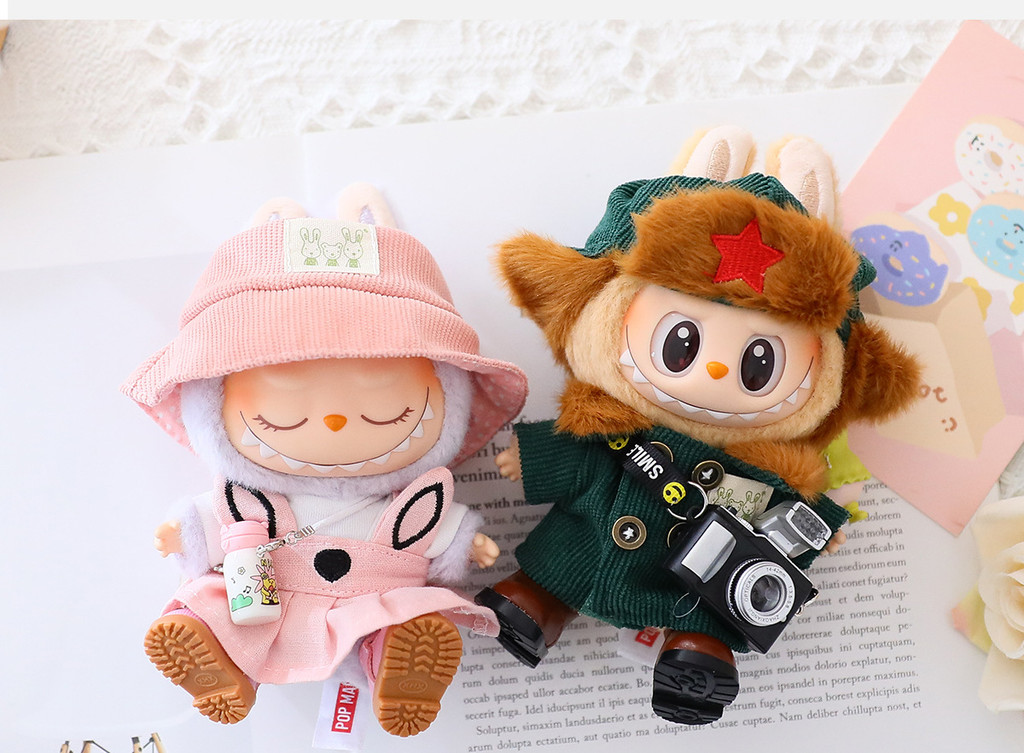 17cm Labubu Clothes Labubu Doll Sitting Party Military Coat Baby ...