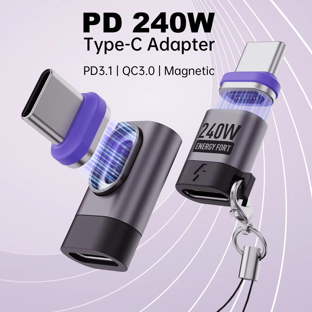 PD 240W Type-C Magnetic Adapter PD3.0 Fast Charging Right Angle USB C ...