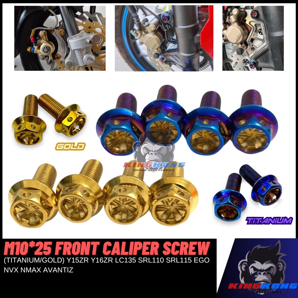 CALIPER SCREW SKRU KELIPER YAMAHA M10x25 (TITANIUM/GOLD) Y15ZR Y16ZR ...