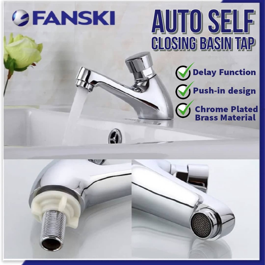 Automatic Self Closing Basin Tap Time Delay Water Tap Kitchen Bathroom ...