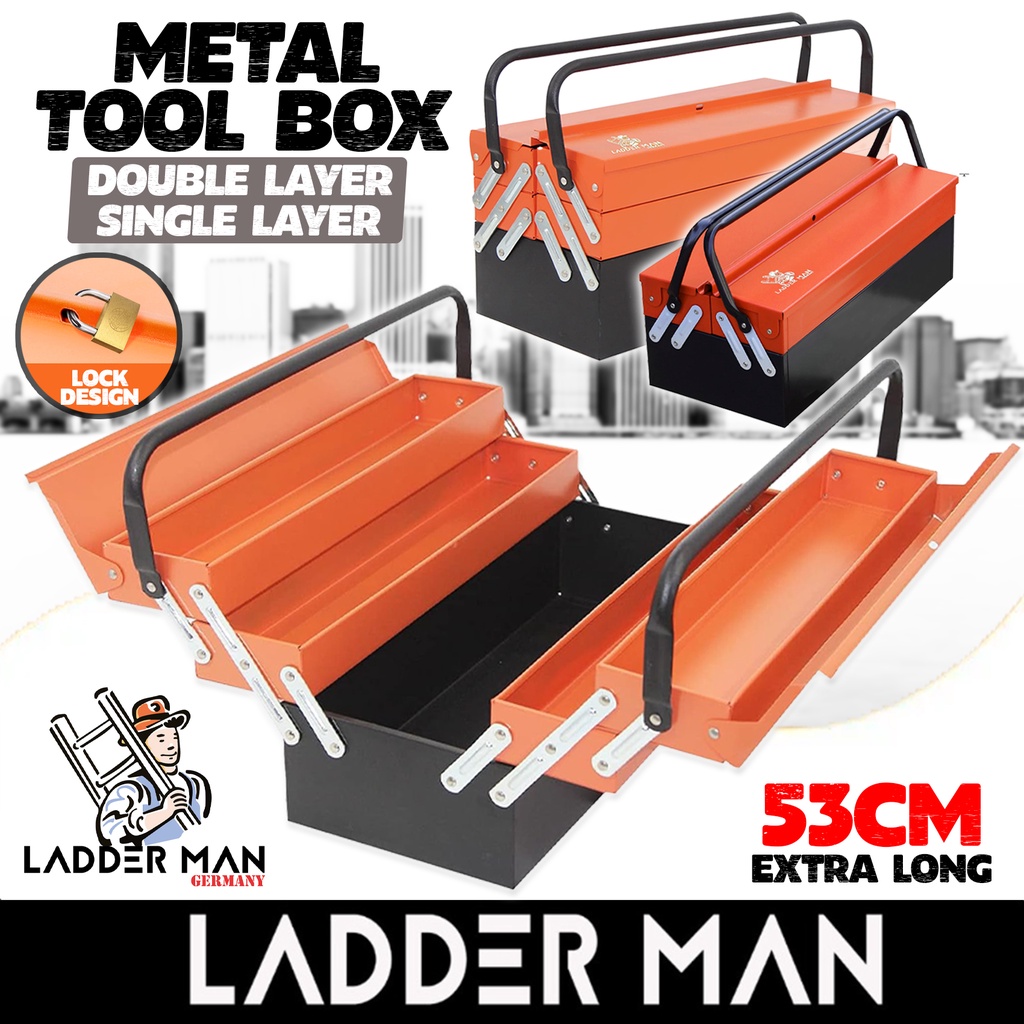 Ladderman Metal Cantilever Tool Box Storage Heavy Duty Steel Metal ...