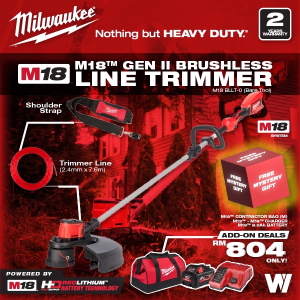 MILWAUKEE M18™ Gen II Brushless Line Trimmer M18 BLLT-0 / Cordless ...