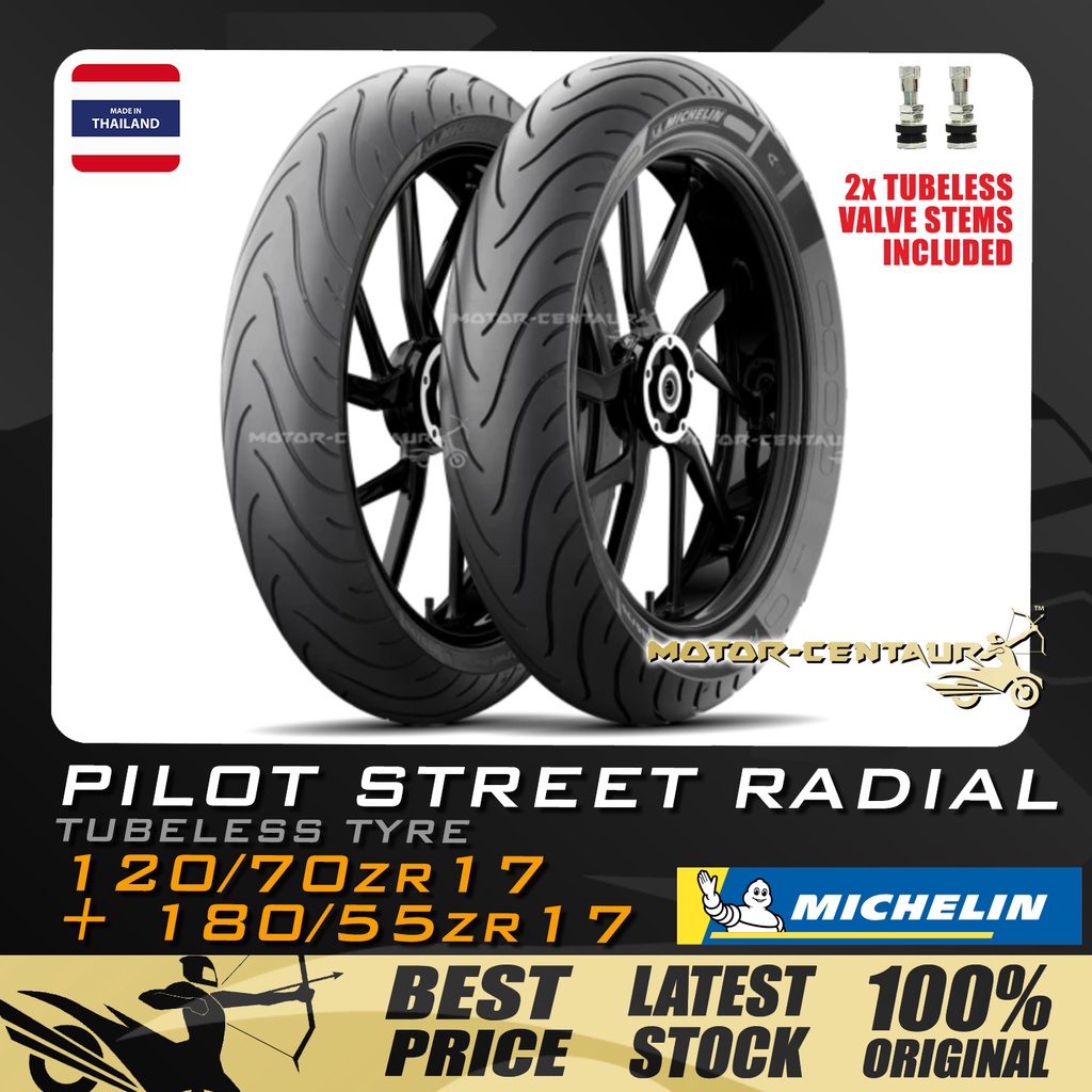 TAYAR MOTORSIKAL MICHELIN PILOT STREET RADIAL TUBELESS TYRE 110, 120 ...