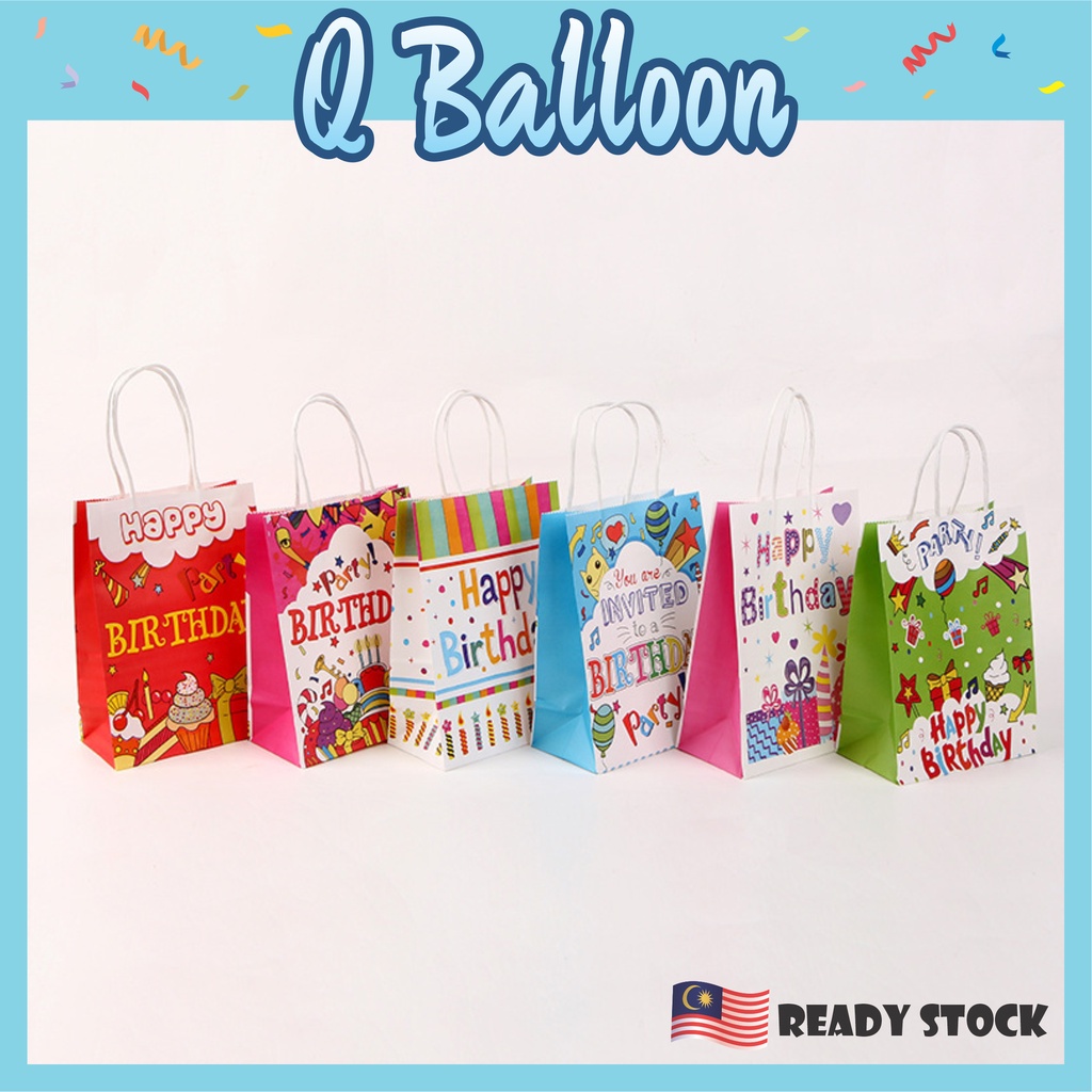 (PPB18) Birthday Paper Bag Shopping Bag Gift Bag Retail Bag Colour ...