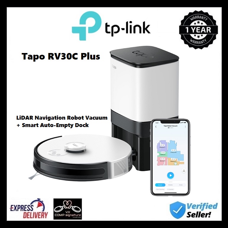 TP-Link Tapo RV30C Mop Plus & RV30C Mop Robot Vacuum & Mop Combo LiDAR ...