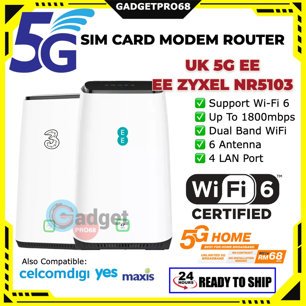 5G Umobile Yes HOME Broadband Zyxel NR5103EV2 Modem 5G EE / 3UK Network ...
