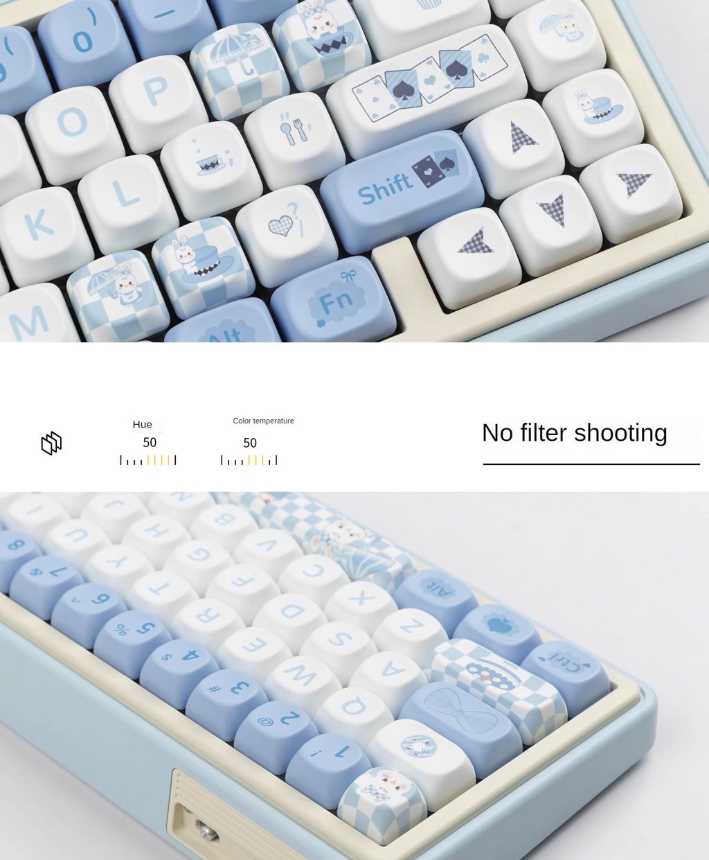 Alice rabbit MOA height keycap set cute box thermal sublimation 68 75 ...