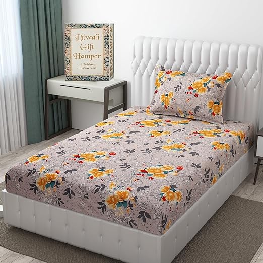 Cadar Saiz Single (95 cm x 195 cm x 15 cm) Set 2in1 Corak Bunga dan ...