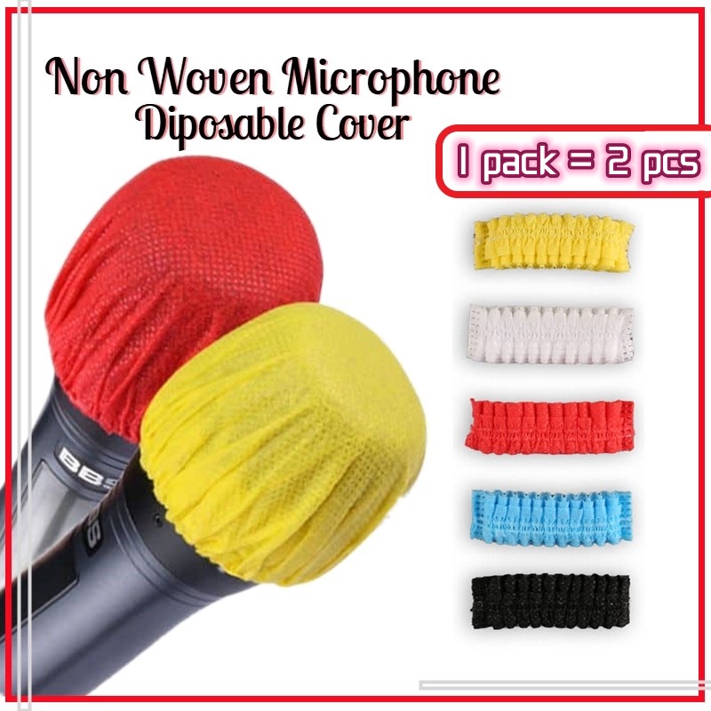 (1 PACK = 2 PCS) Non Woven Disposable Microphone Cover Color Mic Covers ...