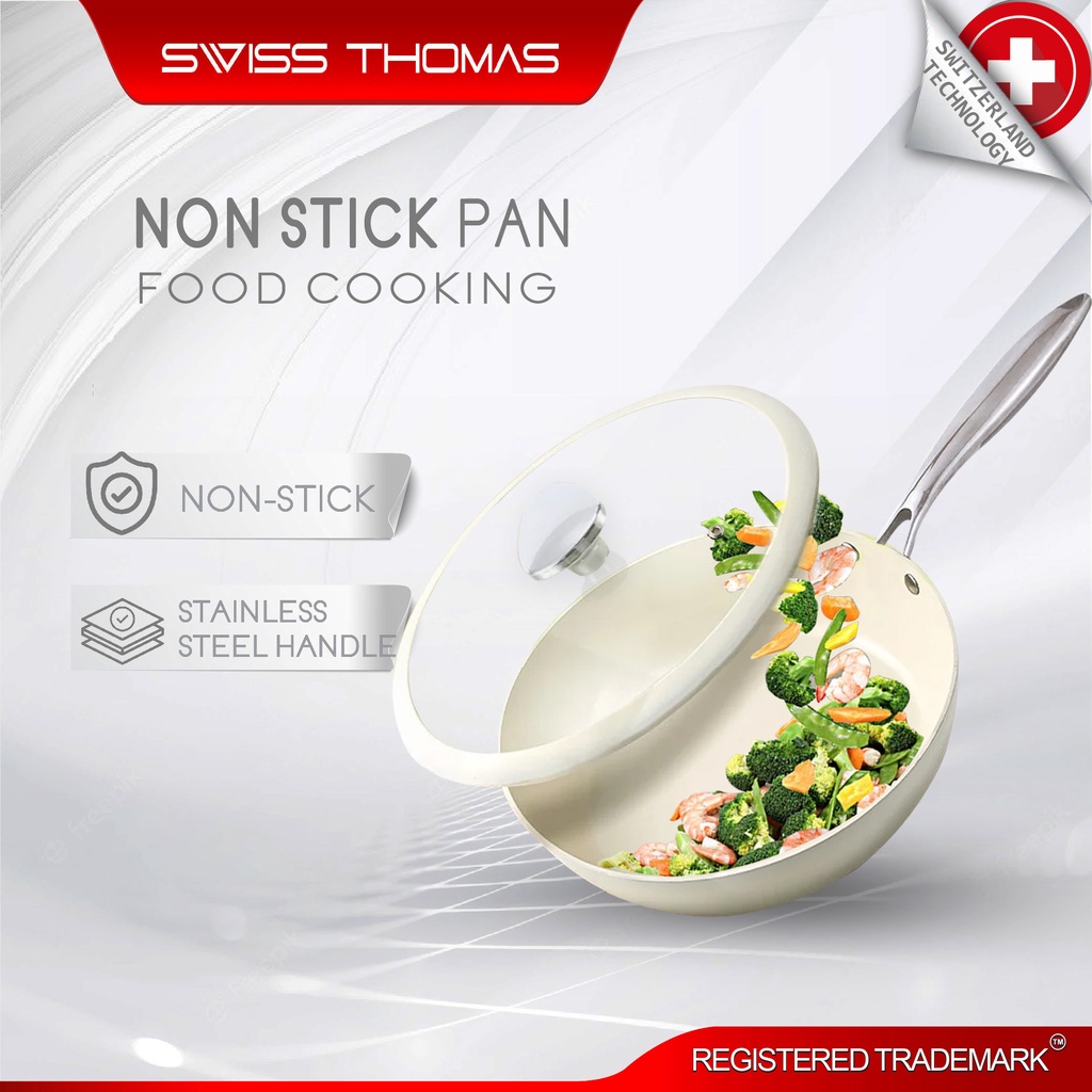 SwissThomas High End Cobblestone White Non-Stick Pan Periuk Masak Super ...