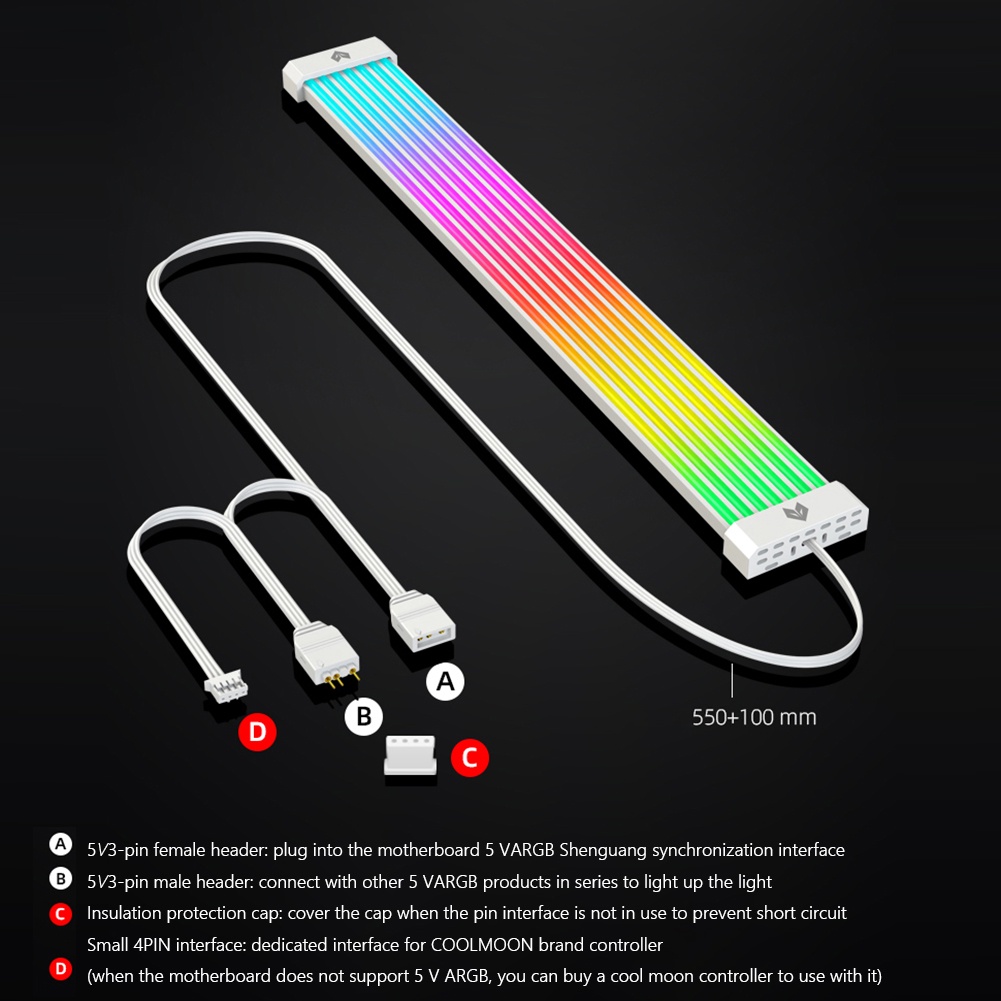 COOLMOON RGB 24PIN Motheboard Extension Cord Wire ARGB PC Case LED ...
