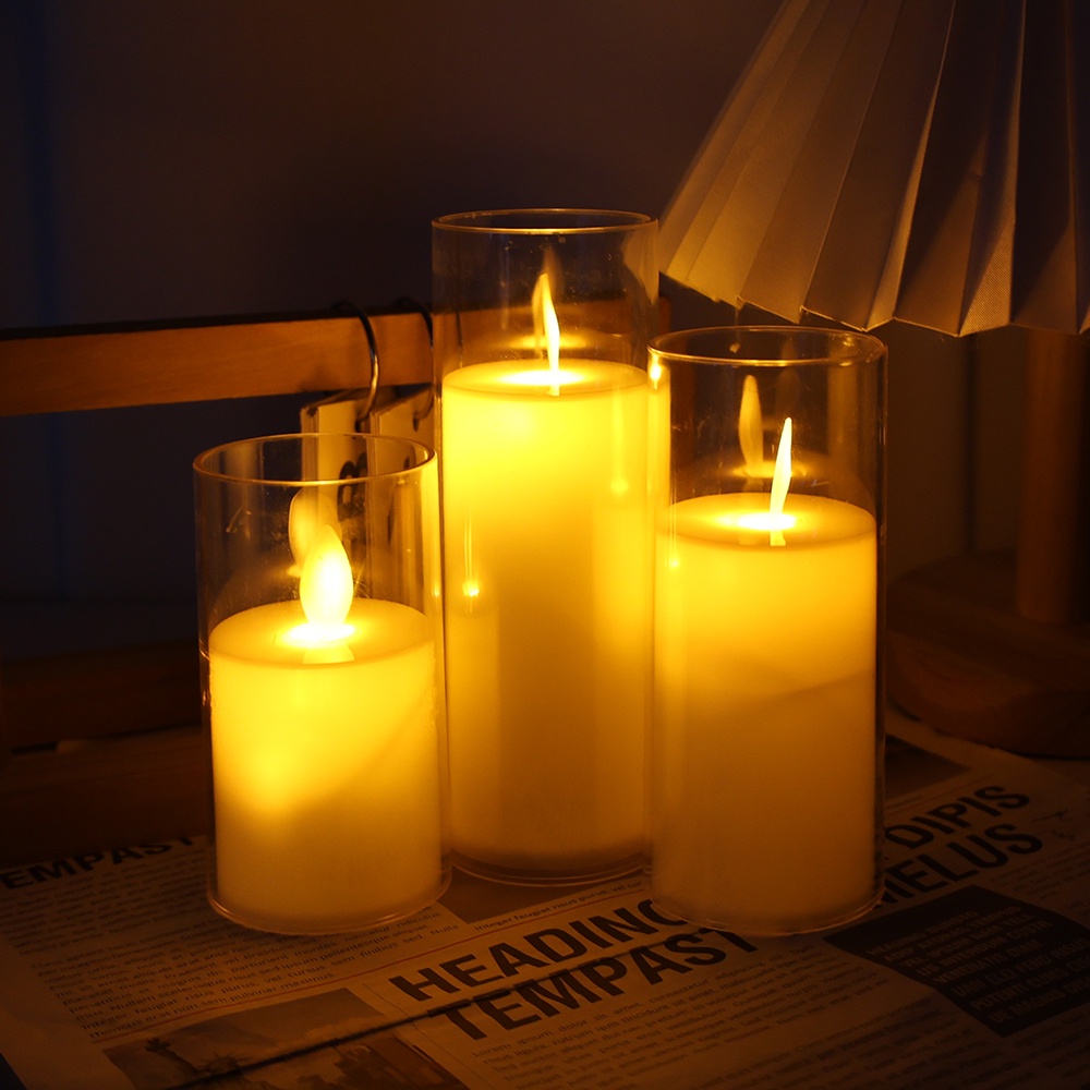 Acrylic LED Flameless Electric Candle Light / Flashing Battery Powered ...
