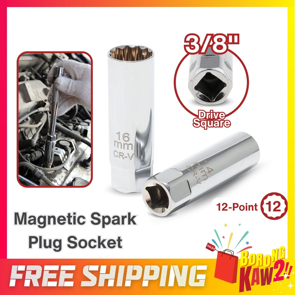 1PCS 3/8 inch Magnetic Spark Plug Socket 12-PT Wrench 14mm / 16mm Spark ...