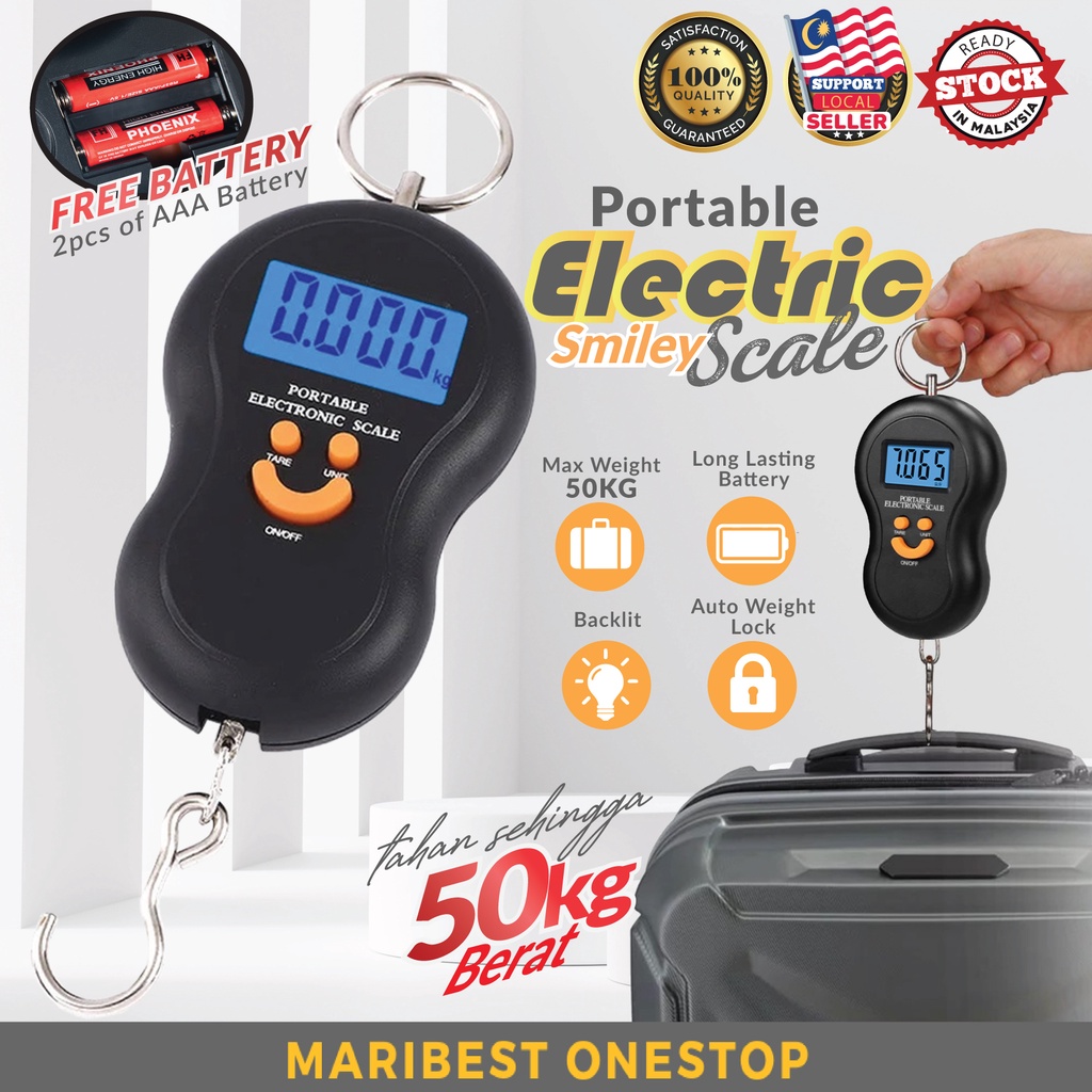 Portable Electric Smiley Scale 50kg Travel Fishing Hanging Digital ...